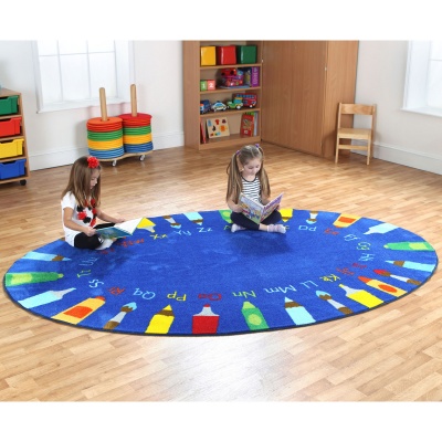 Rainbow™ Oval Pencils Alphabet Carpet | theClassroom.co