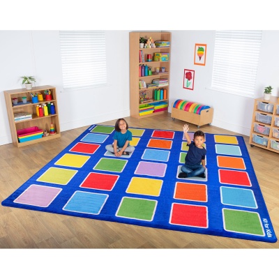 Rainbow™ Squares Large Placement Carpet | theClassroom.co