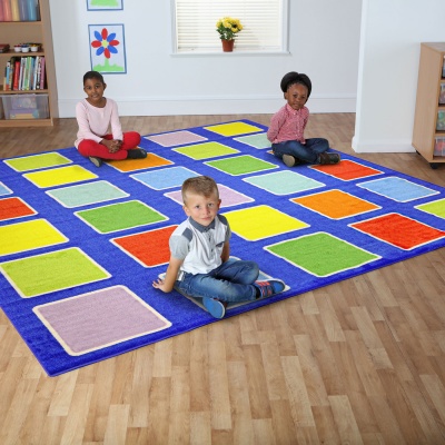 Rainbow™ Squares Large Placement Carpet | theClassroom.co