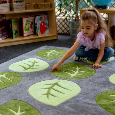Natural World™ Carved Leaf Placement Carpet | theClassroom.co