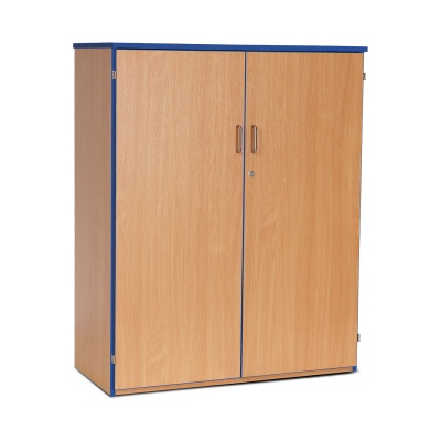 Lockable Cupboard with 3 Shelves & Blue Edging (1250H) | theClassroom.co