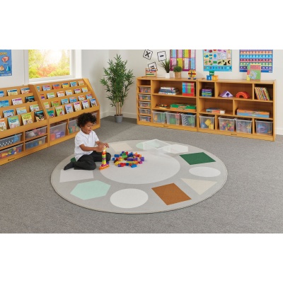 Classroom Geometric Shapes Scandi Round Rug | theClassroom.co