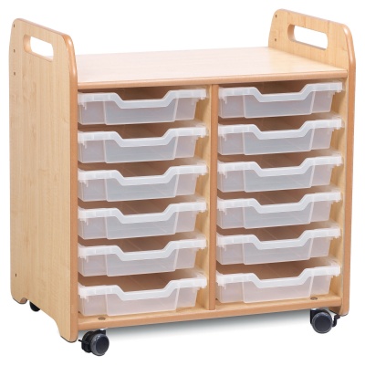 Mobile 2 Column Storage Unit + 12 Shallow Trays