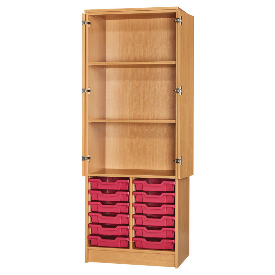 Classroom Double Column Tray Half-Cupboard (12 Shallow Trays ...