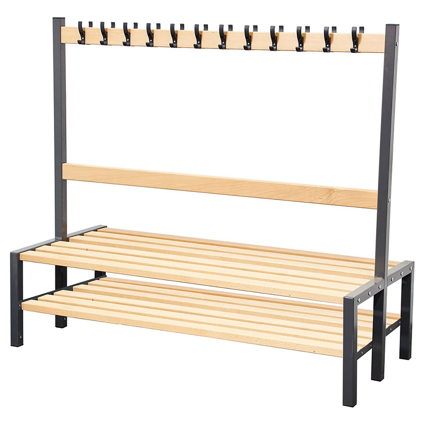 Double Cloakroom Hook Bench +Boot Rack - Black | theClassroom.co