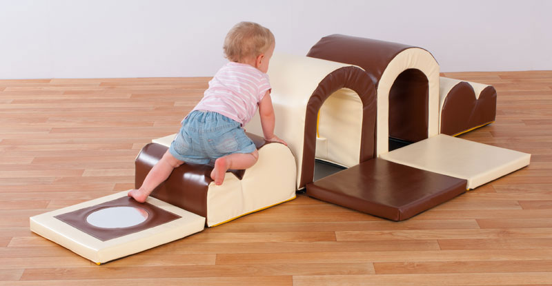 Toddler "Tunnels & Bumps" Brown & Cream Soft Blocks