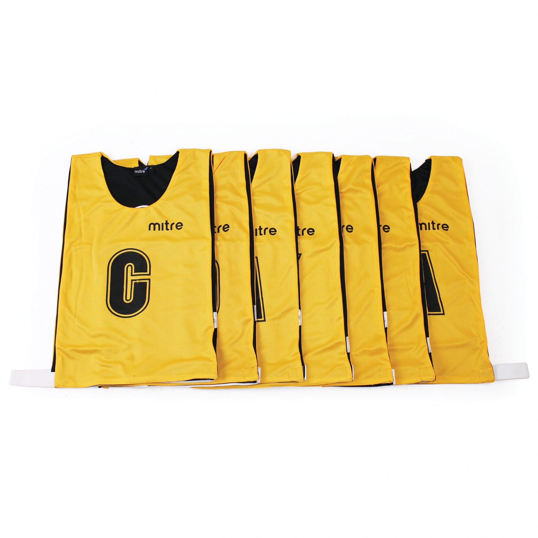Mitre Pro Reversible Netball Bib Set Black/Amber, Set Of 7 ...