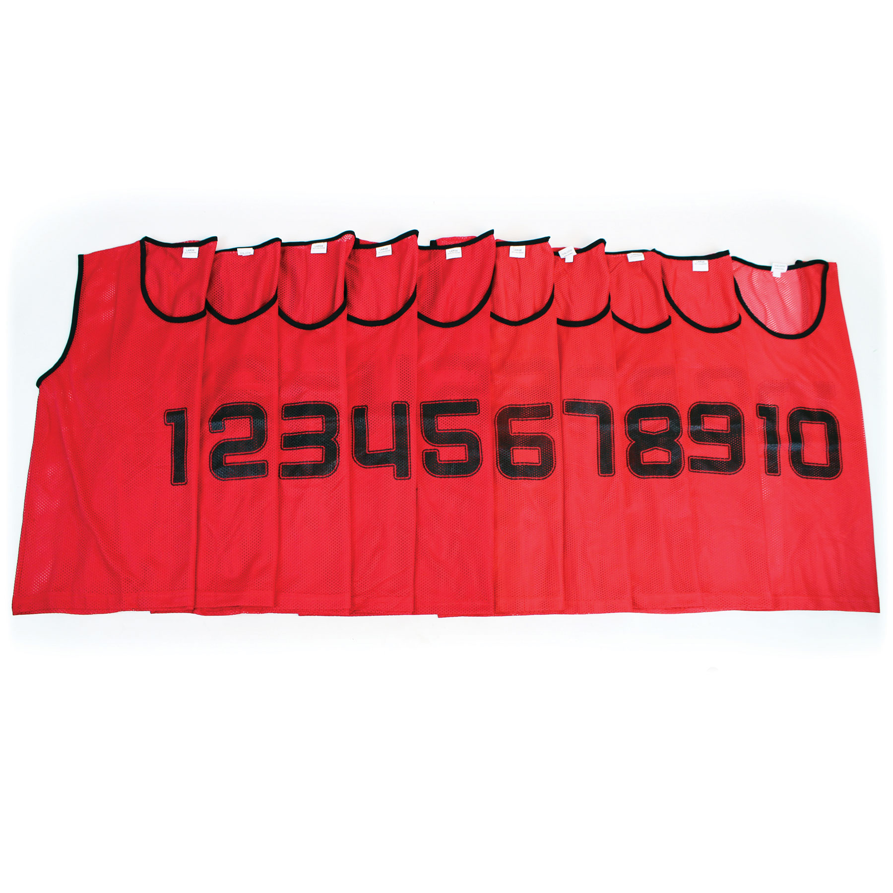 Mesh Training Bib Numbered 1-10, Red, Set Of 10 | theClassroom.co