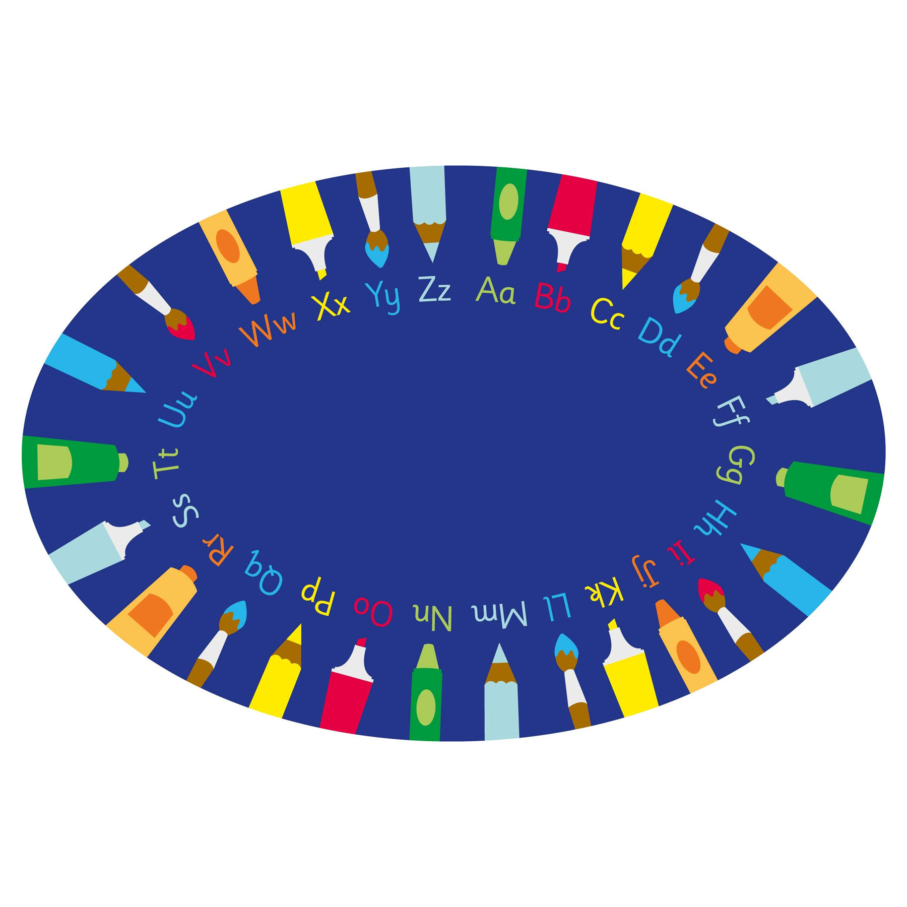 Rainbow™ Oval Pencils Alphabet Carpet | theClassroom.co