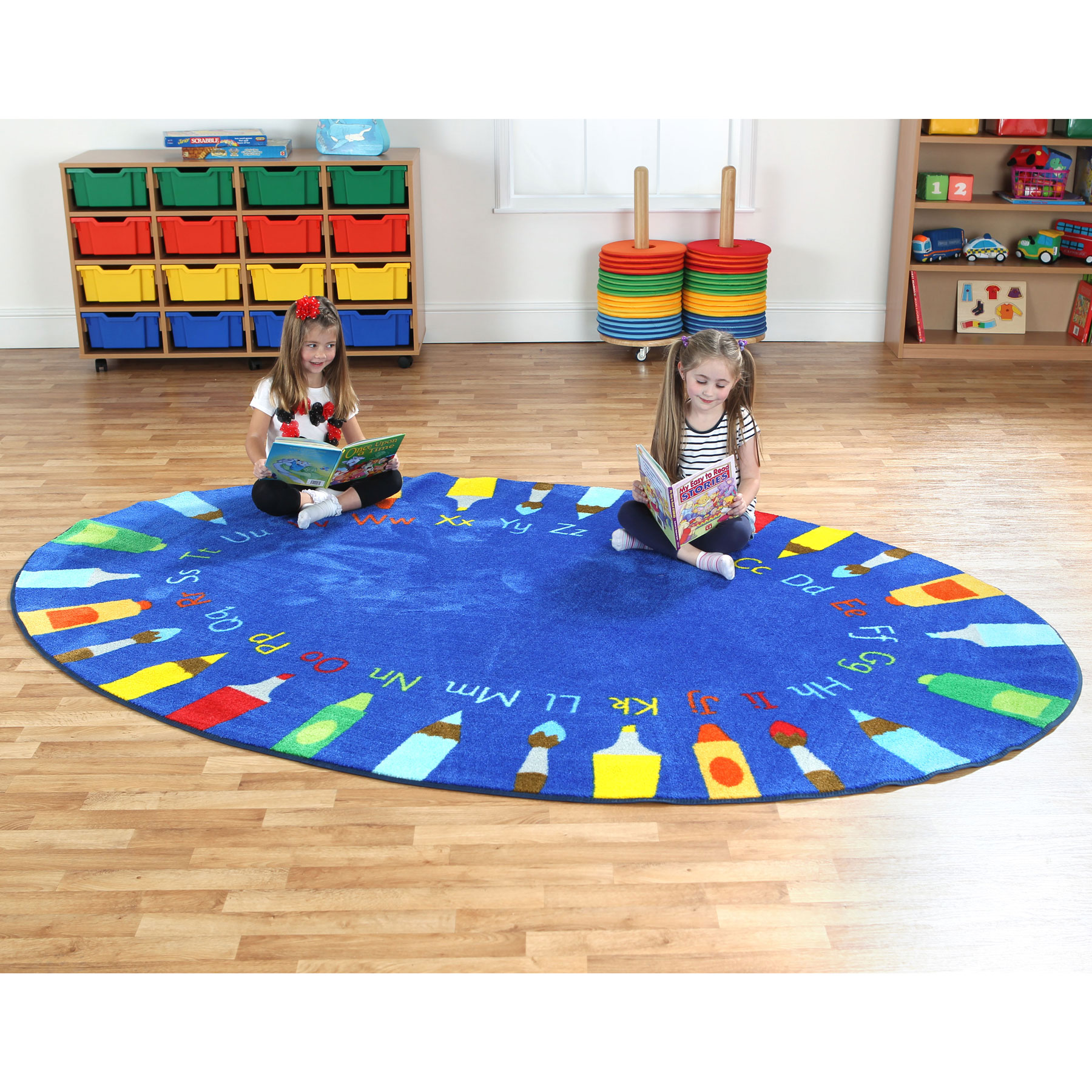 Rainbow™ Oval Pencils Alphabet Carpet | theClassroom.co