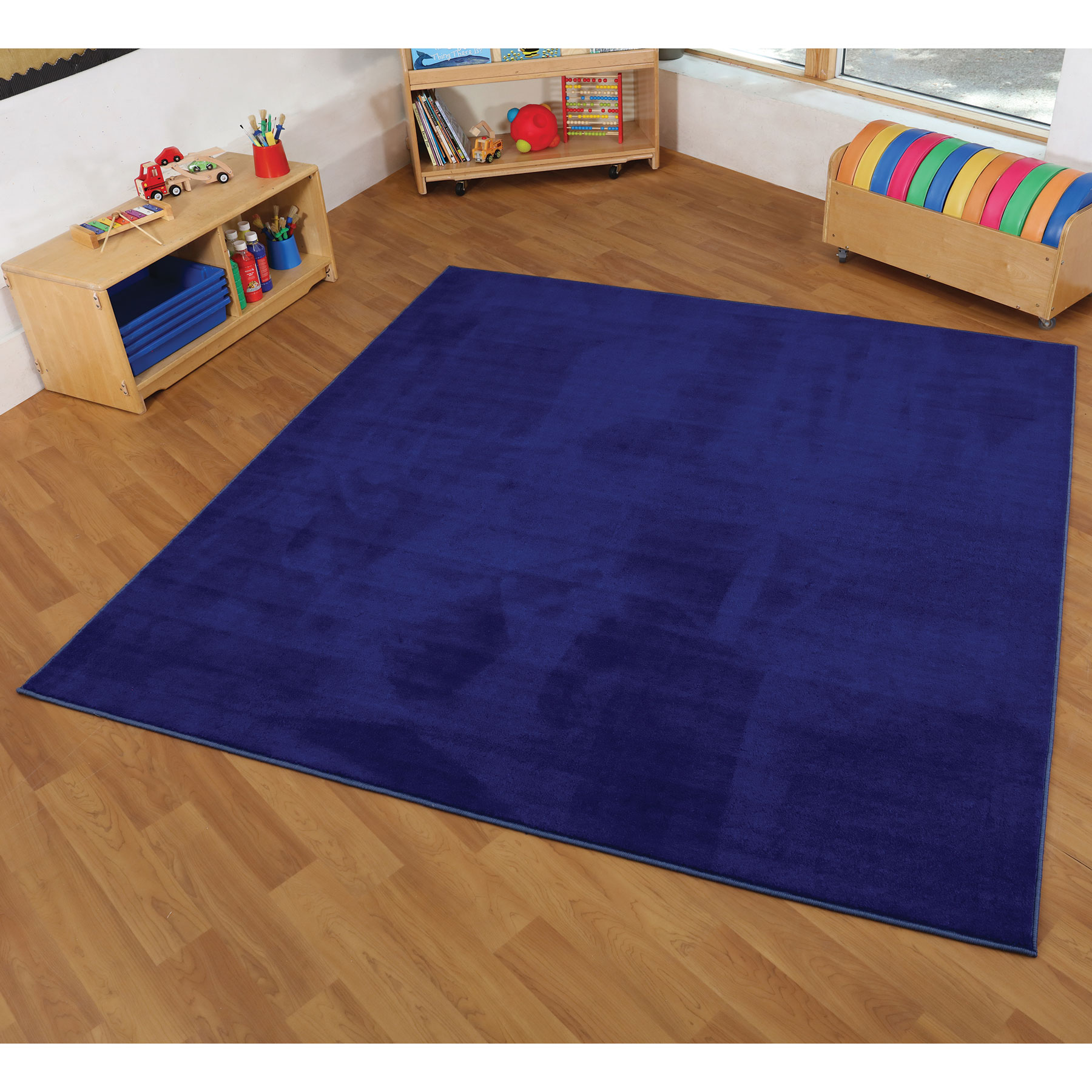 Plain Colour Square Classroom Carpet - Navy | theClassroom.co