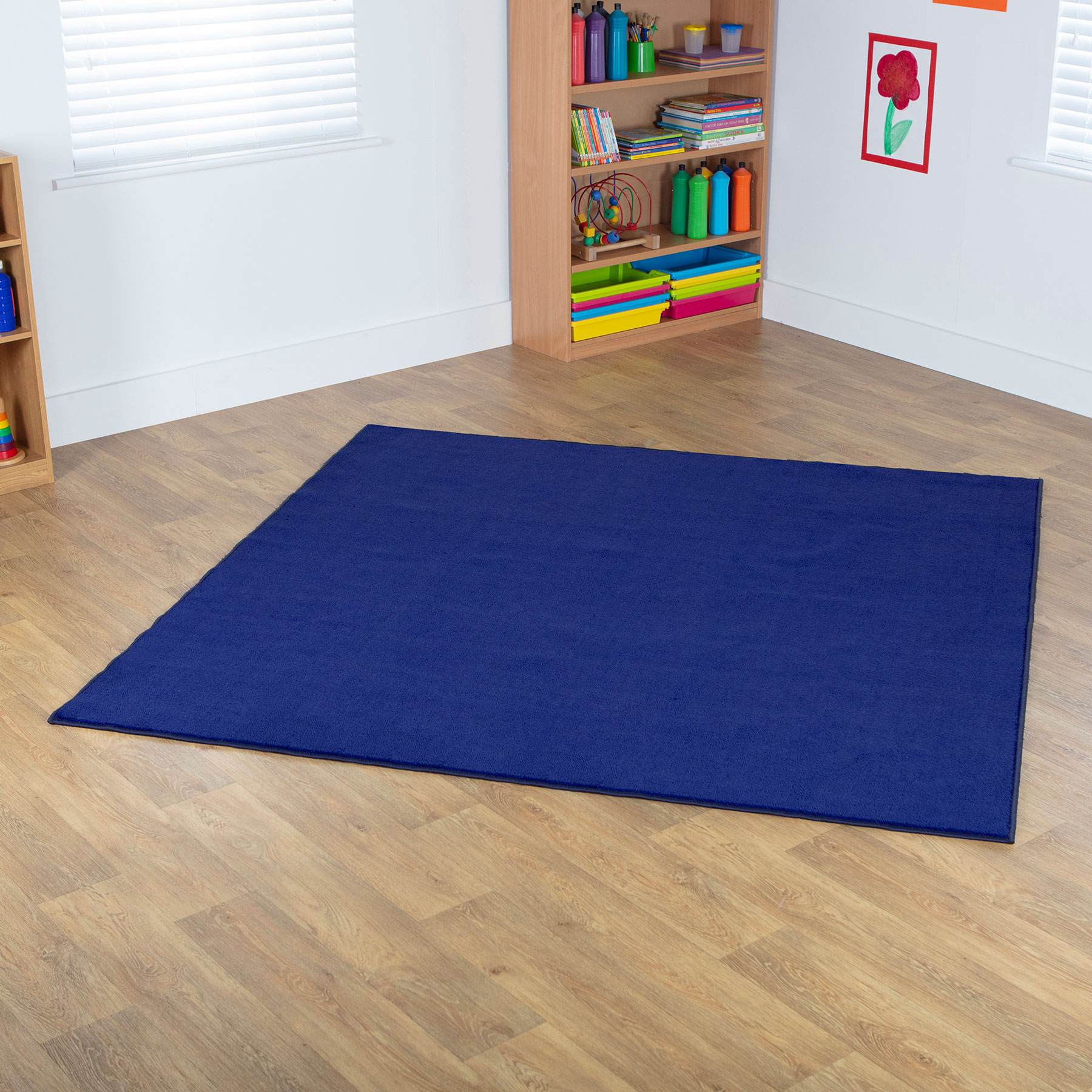 Plain Colour Square Classroom Carpet - Navy | theClassroom.co