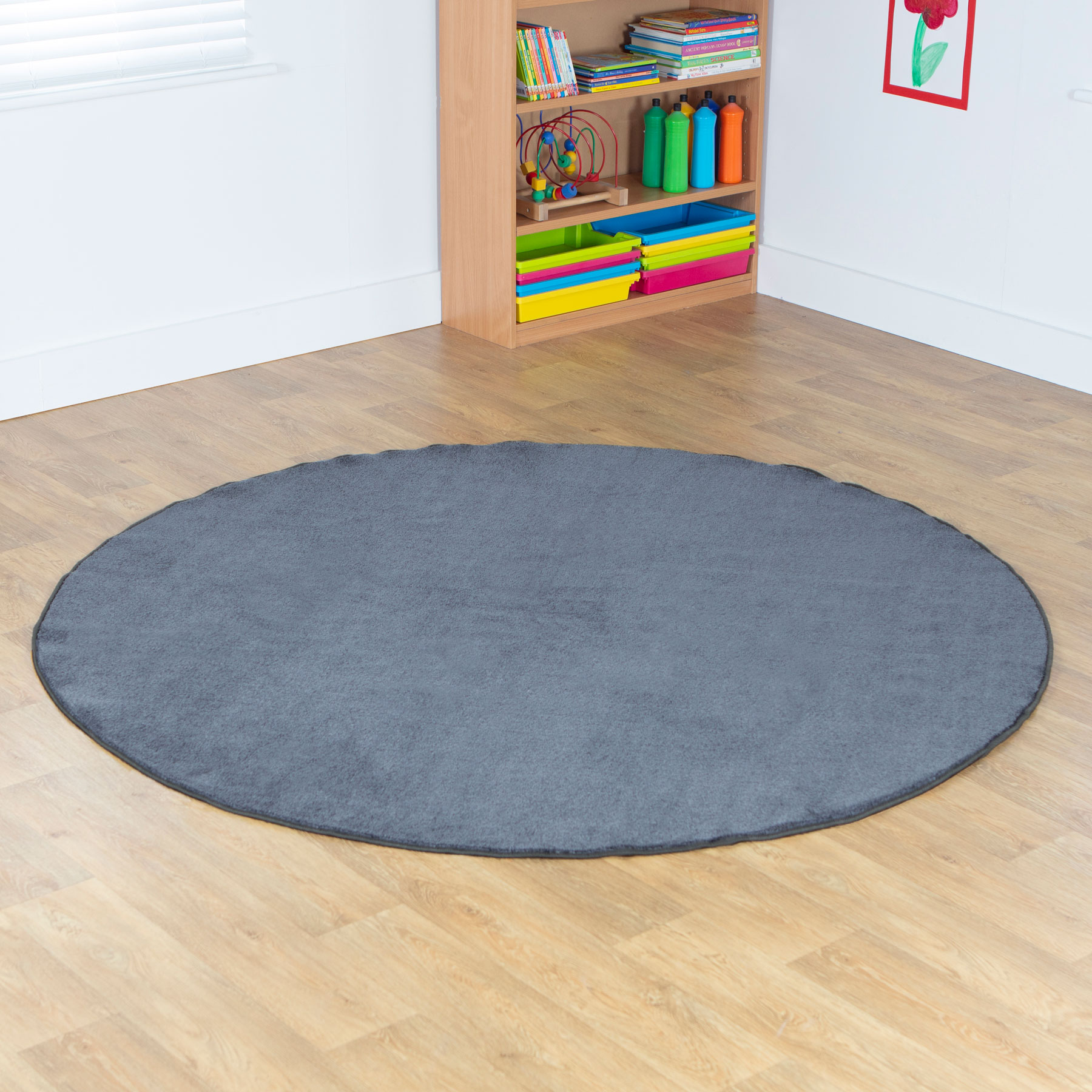 Plain Colour Round Classroom Carpet - Grey | theClassroom.co