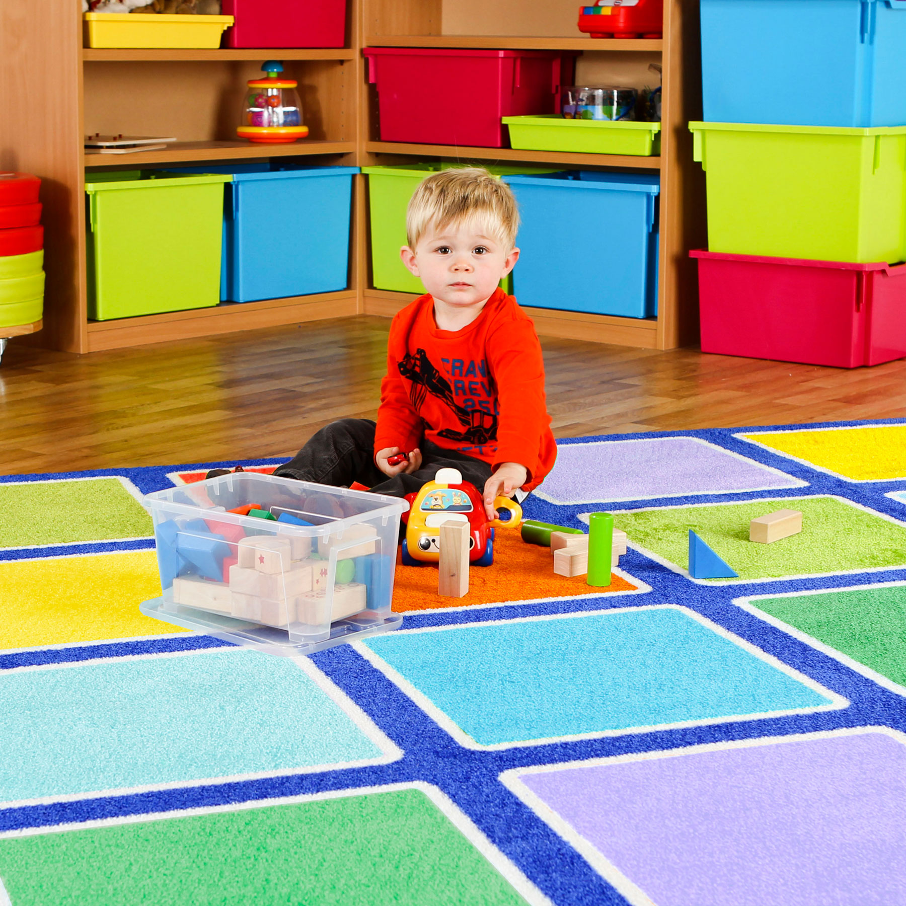 Rainbow™ Squares Large Placement Carpet | theClassroom.co