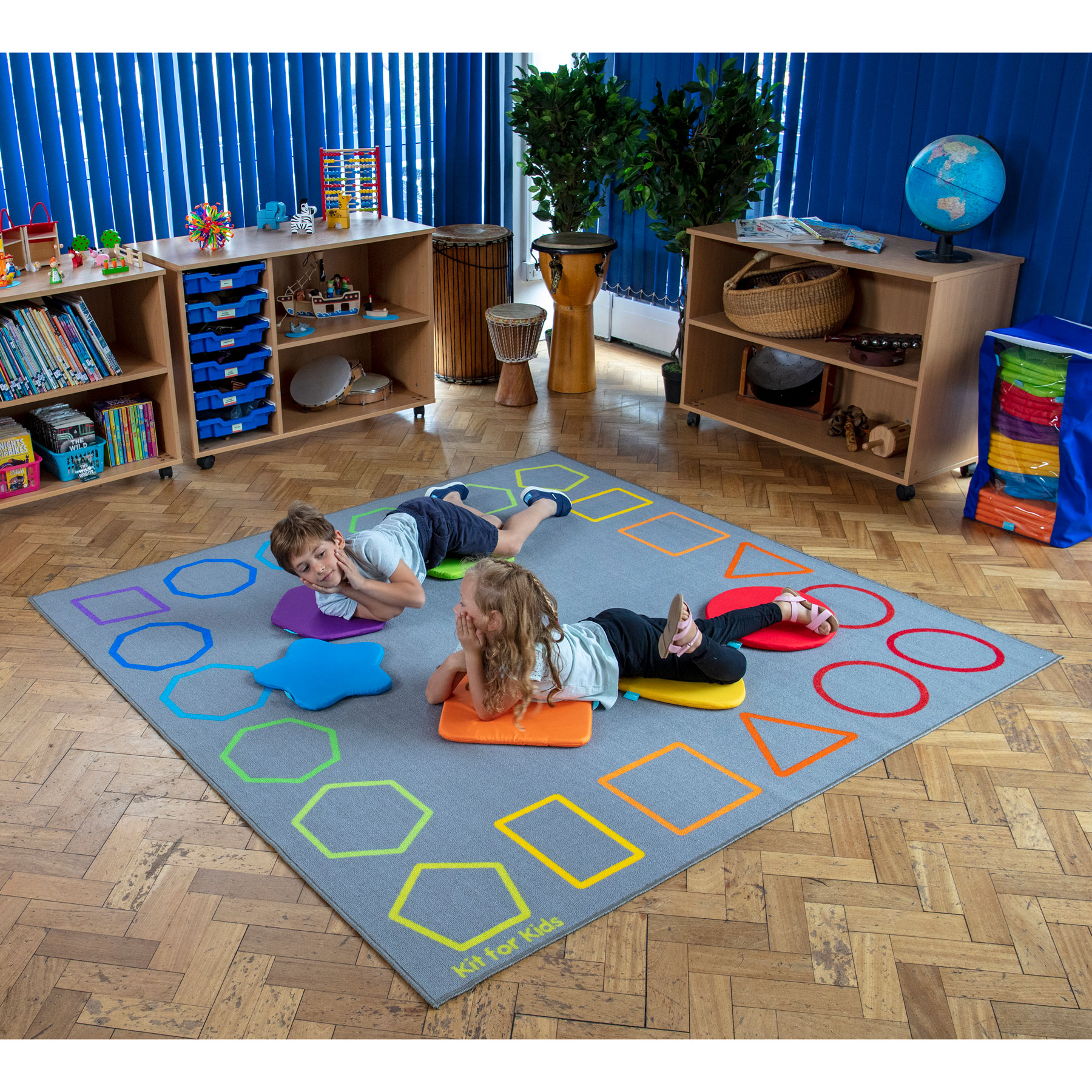Essentials Rainbow Geometric Border Carpet | theClassroom.co