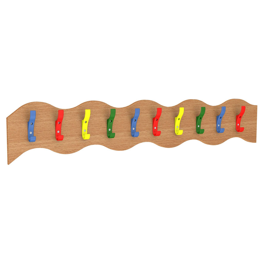 10 Coat Hook Wavy Rail - Multicoloured | theClassroom.co