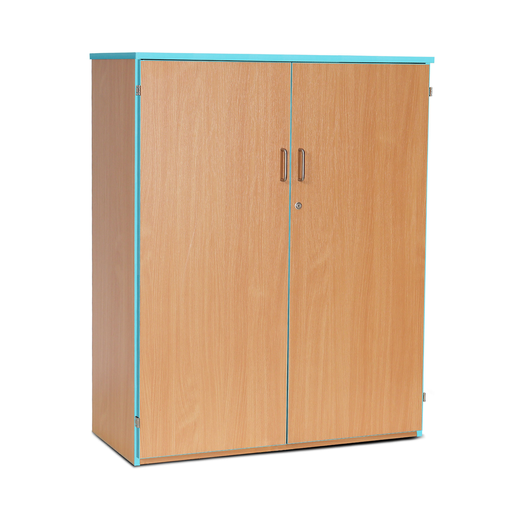 Lockable Cupboard with 3 Shelves & Cyan Edging (1250H)