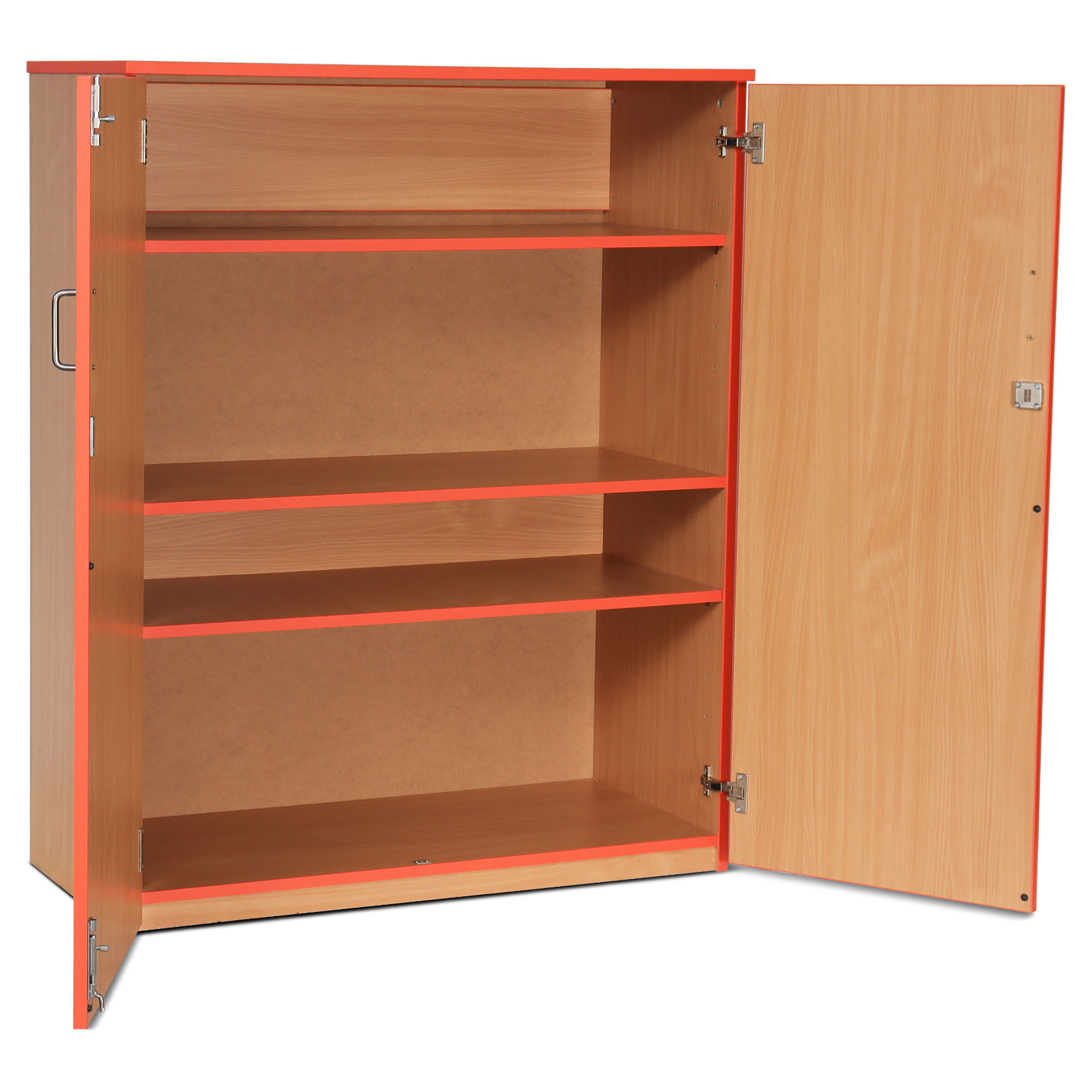 Lockable Cupboard with 3 Shelves & Tangerine Edging (1250H ...