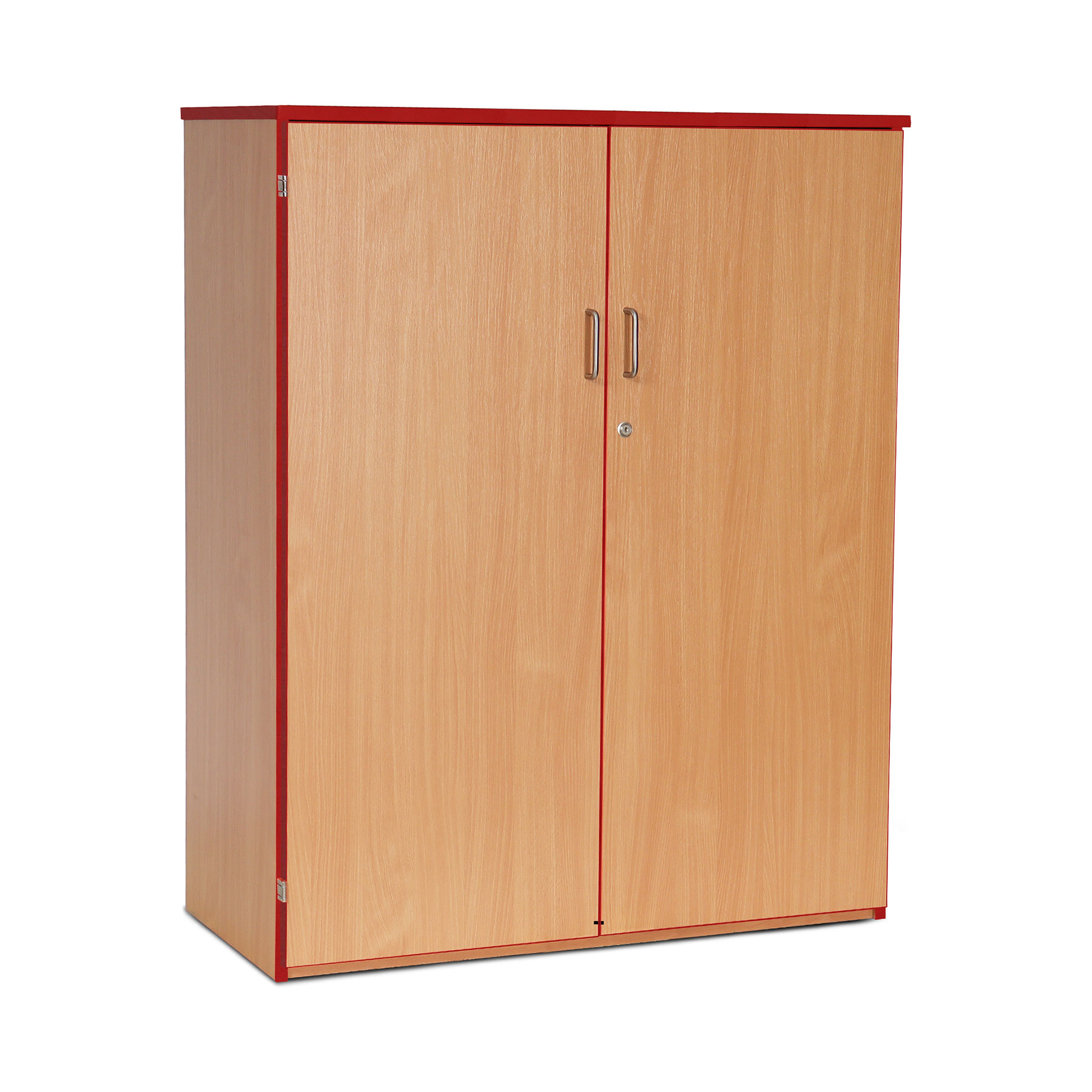 Lockable Cupboard with 3 Shelves & Red Edging (1250H) | theClassroom.co