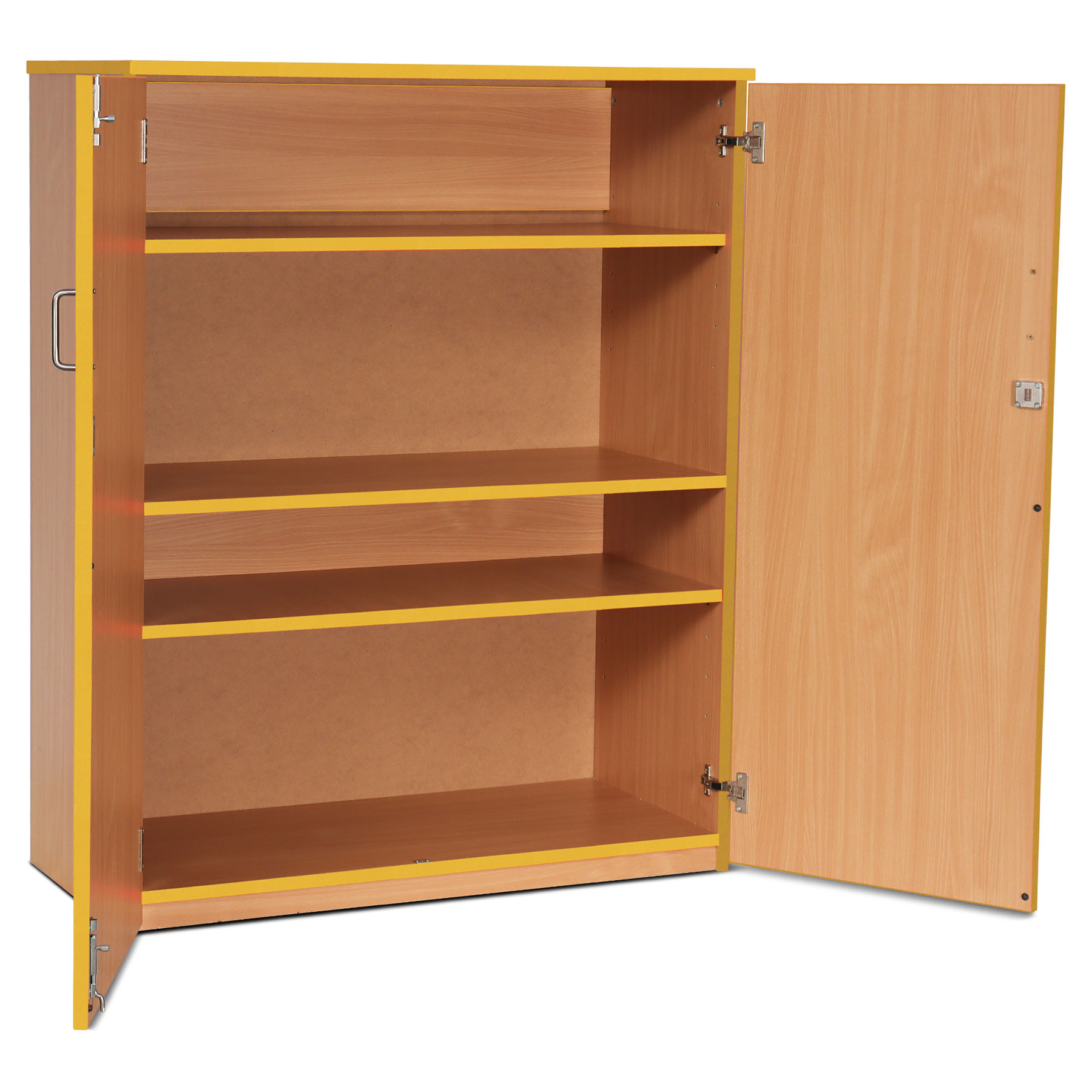 Lockable Cupboard with 3 Shelves & Yellow Edging (1250H) | theClassroom.co