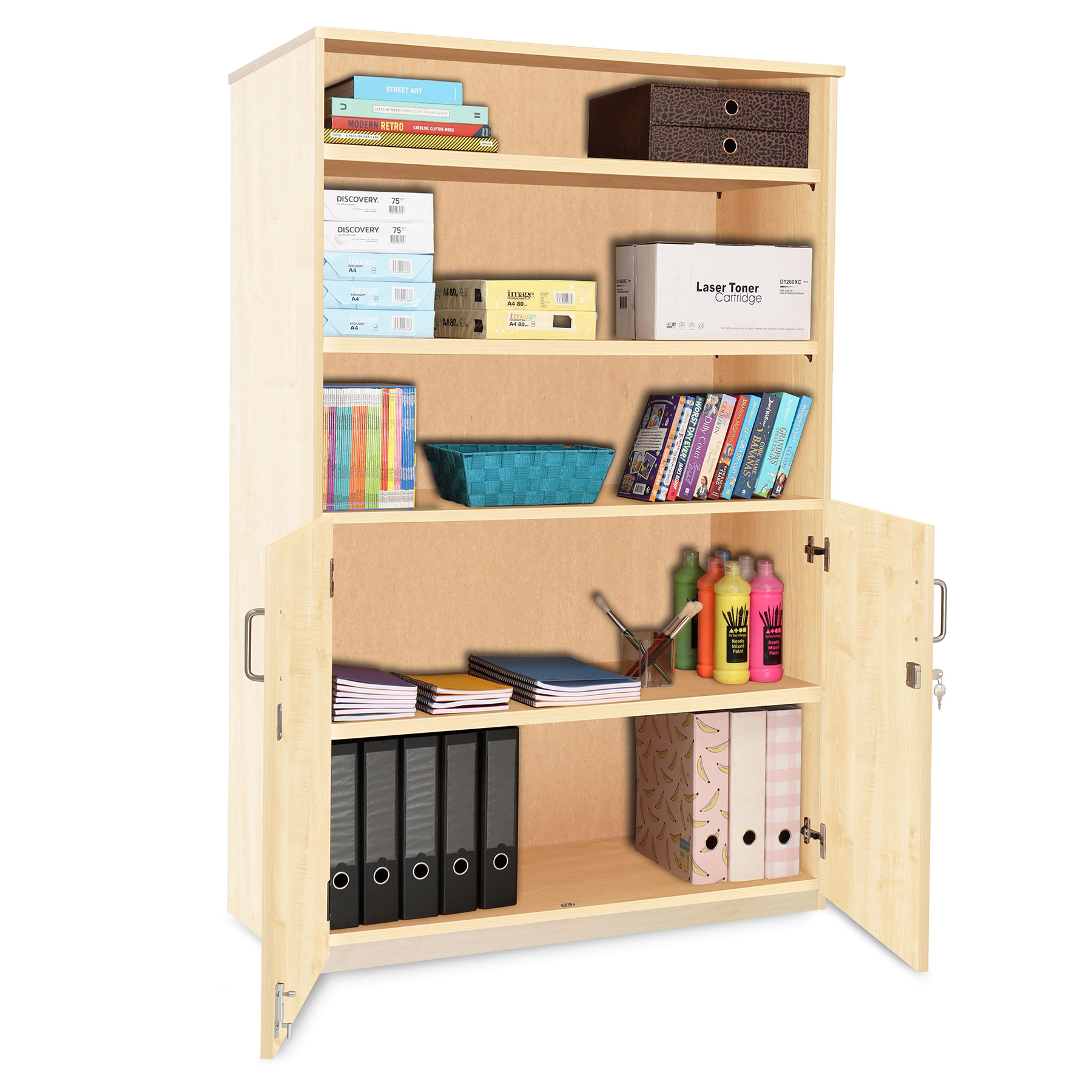 Monarch Stock Cupboard with 1 Fixed & 3 Adjustable Shelves (1500H ...