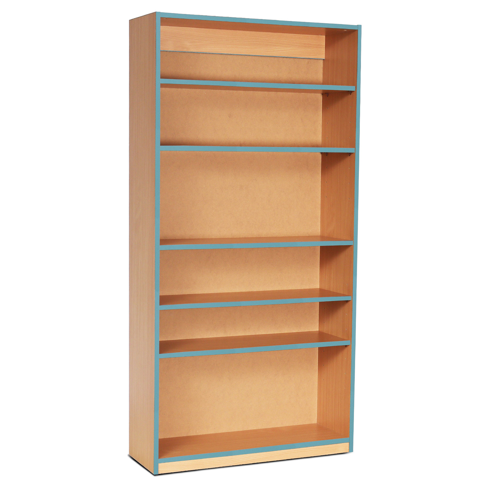 Open Bookcase with 5 Shelves & Metal Blue Edging (1800H) | theClassroom.co