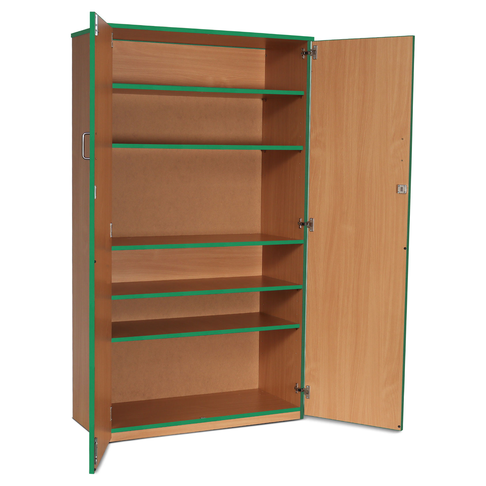 Lockable Cupboard with 5 Shelves & Green Edging (1800H) | theClassroom.co