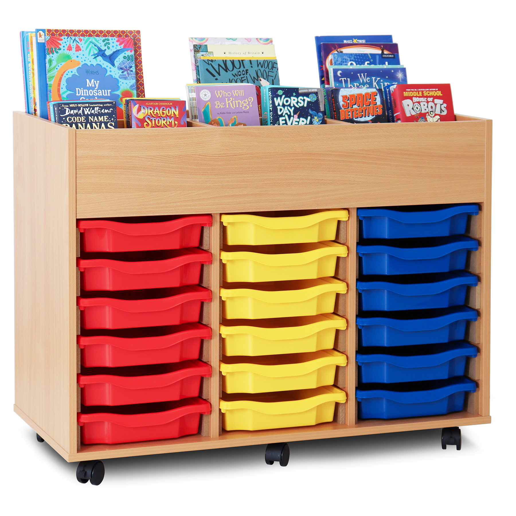 Monarch 6 Bay Mobile Kinderbox with 18 Single Tray Storage ...