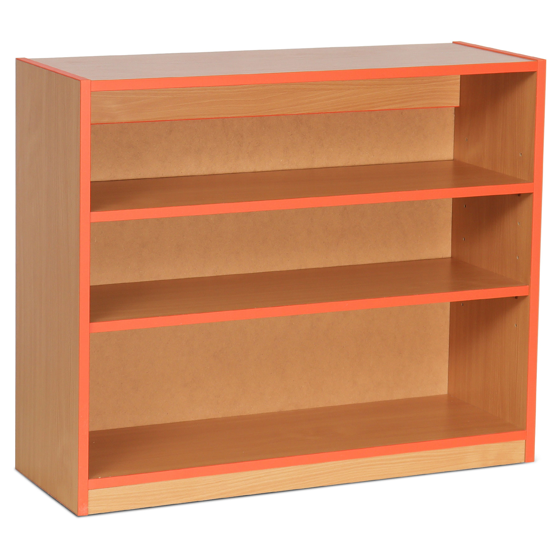 Open Bookcase with 2 Shelves & Tangerine Edging (750H) | theClassroom.co
