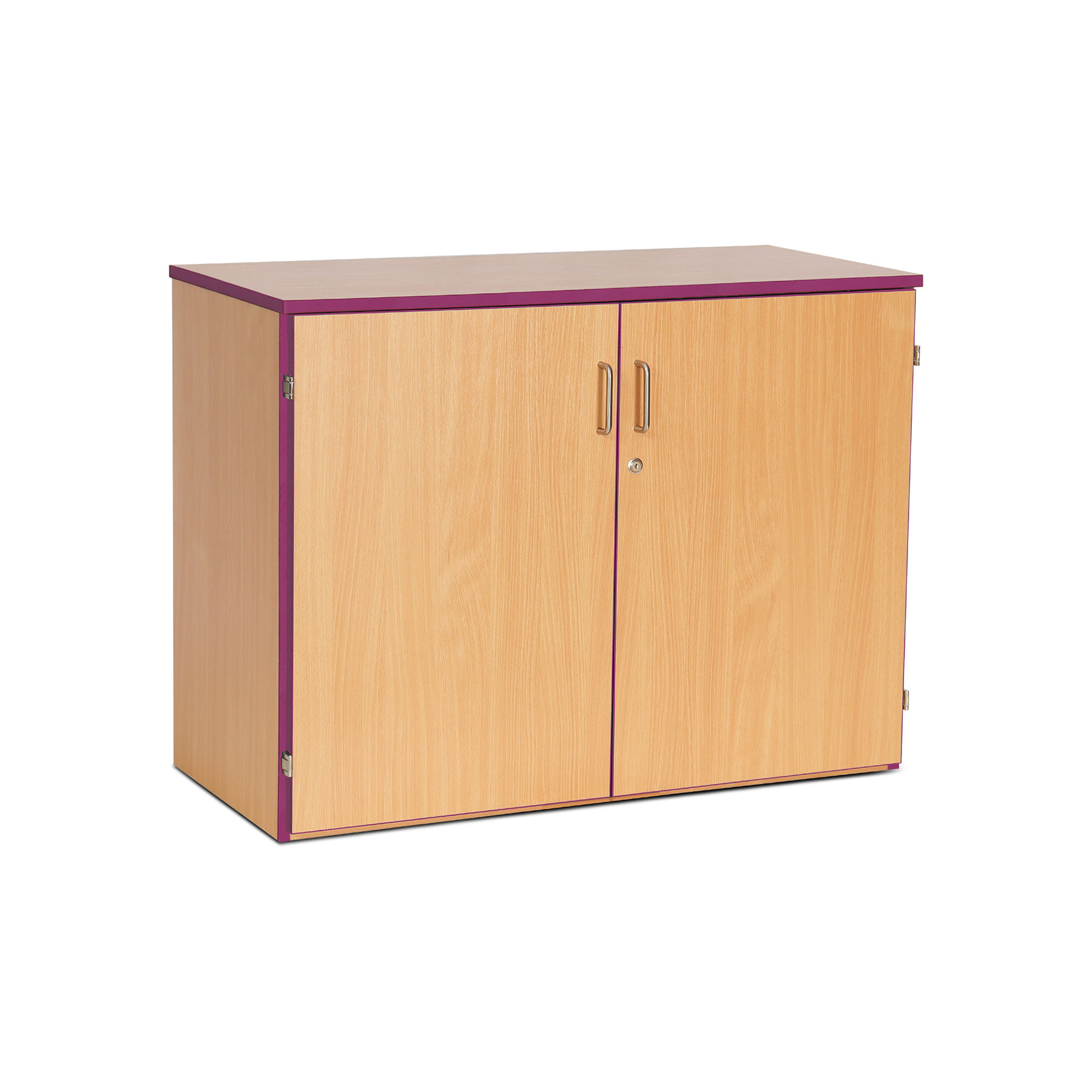 Lockable Cupboard with 2 Shelves & Purple Edging (750H) | theClassroom.co