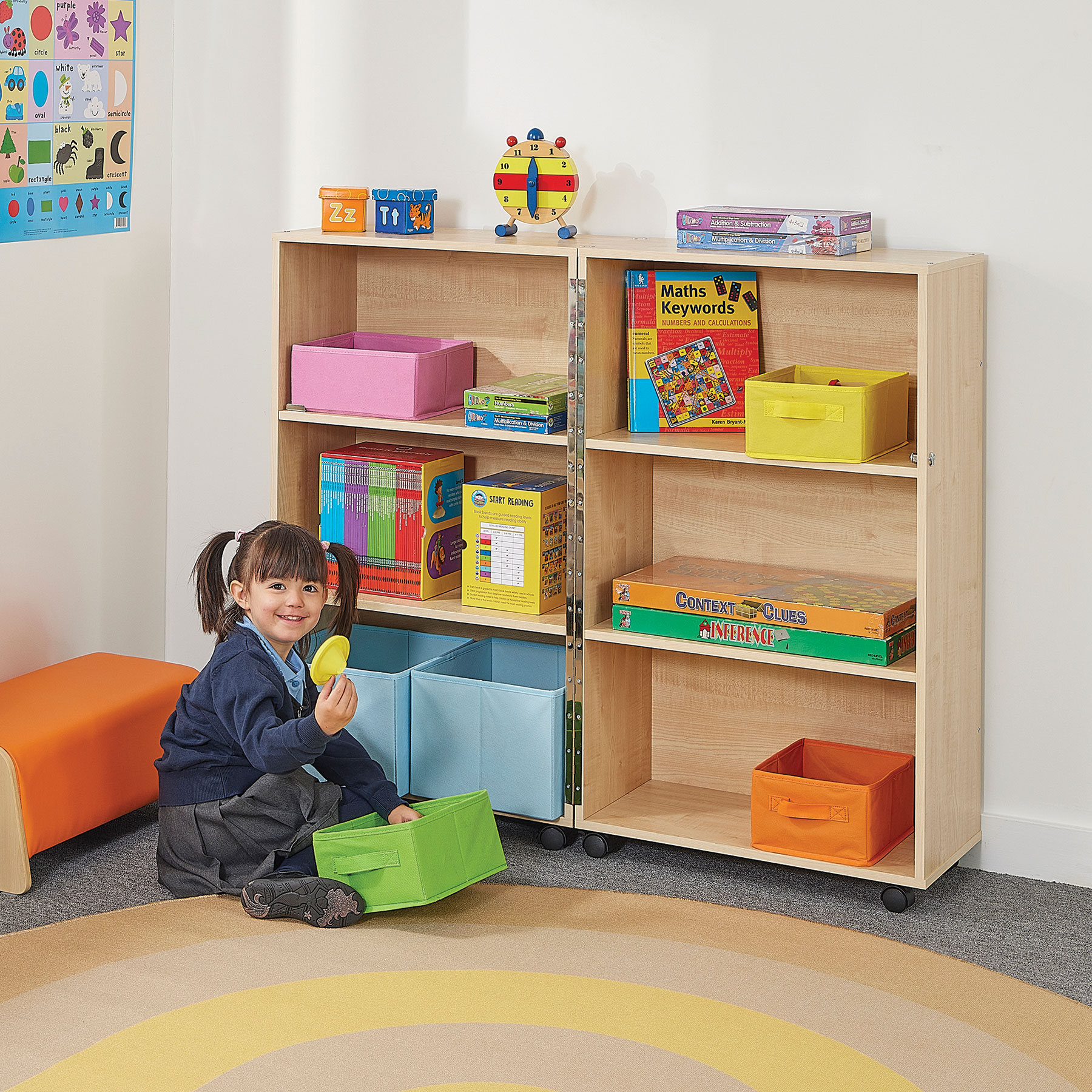 Maple Mobile Fold Away Bookcase | theClassroom.co