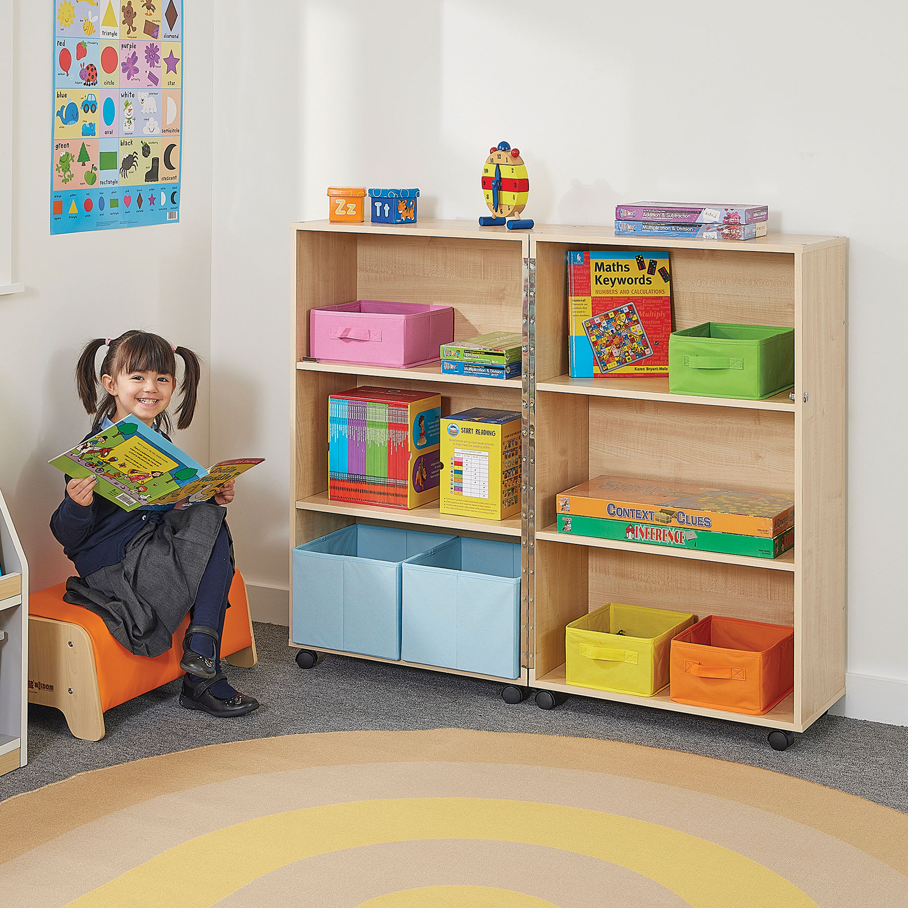 Maple Mobile Fold Away Bookcase | theClassroom.co