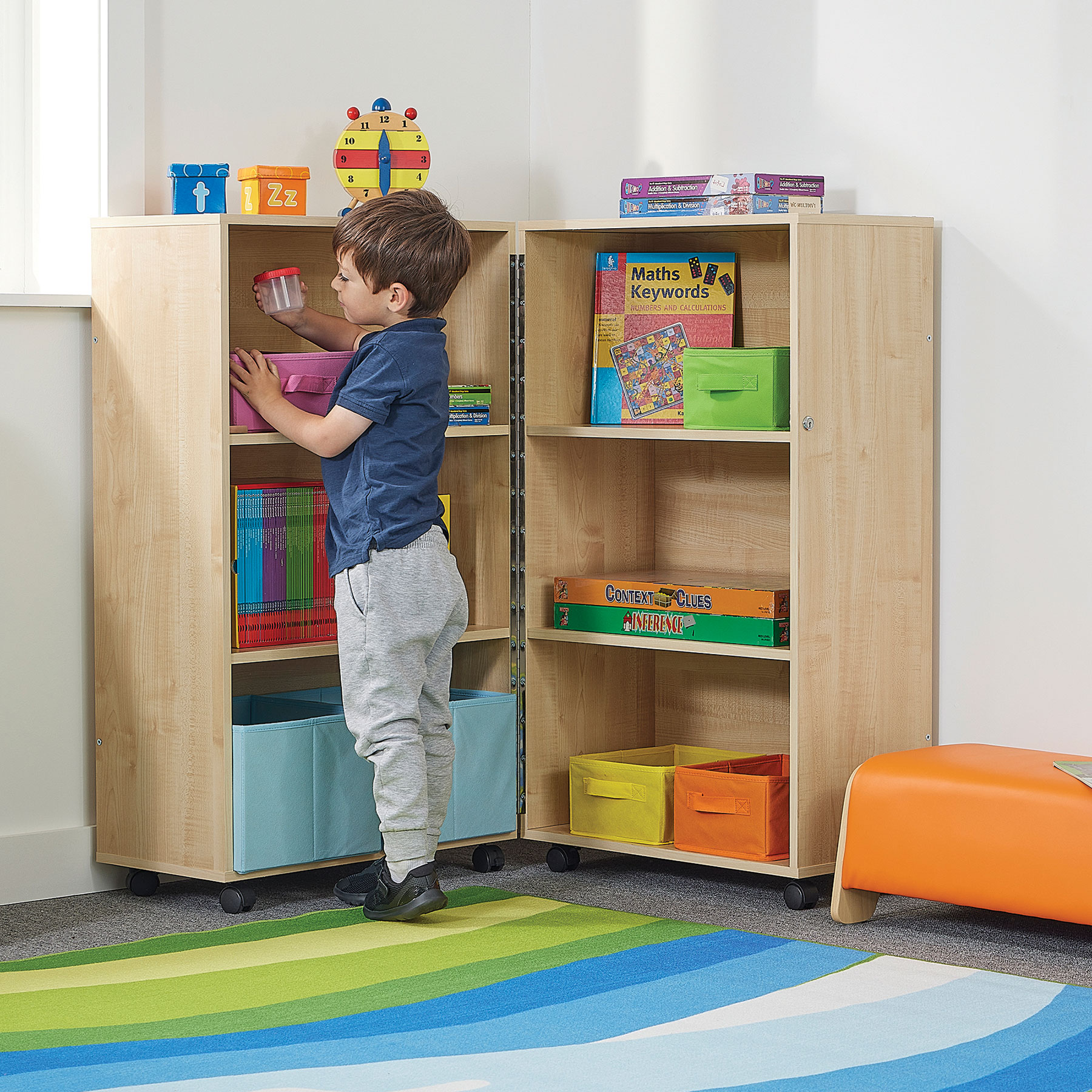 Maple Mobile Fold Away Bookcase | theClassroom.co