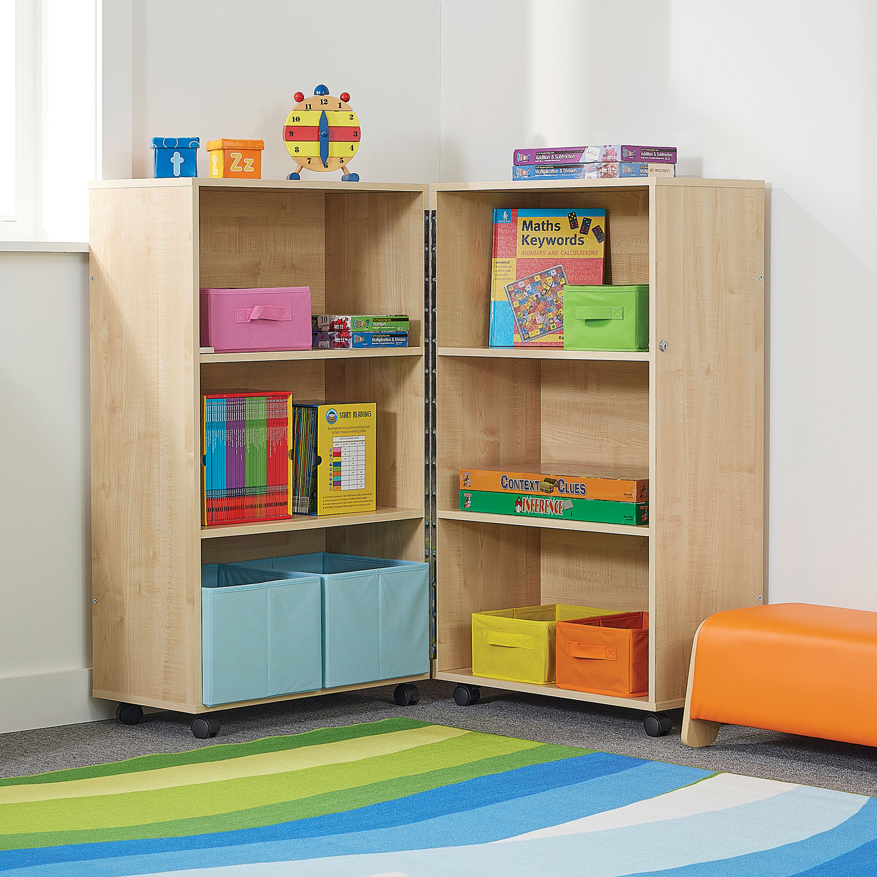 Maple Mobile Fold Away Bookcase | theClassroom.co