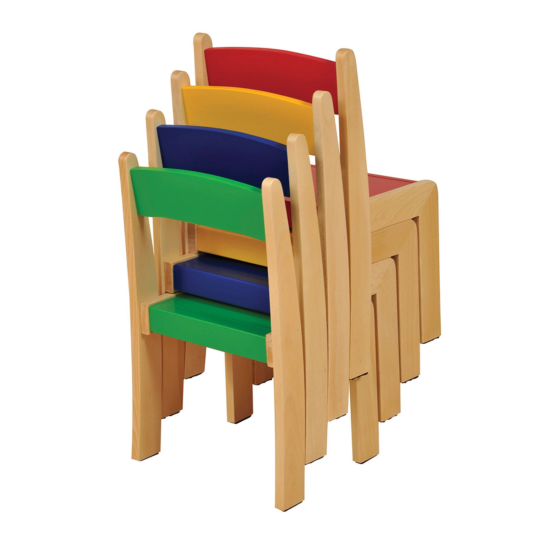 Children's Wooden Stacking Children's Chair - Mixed Colours (Pack of 4 ...