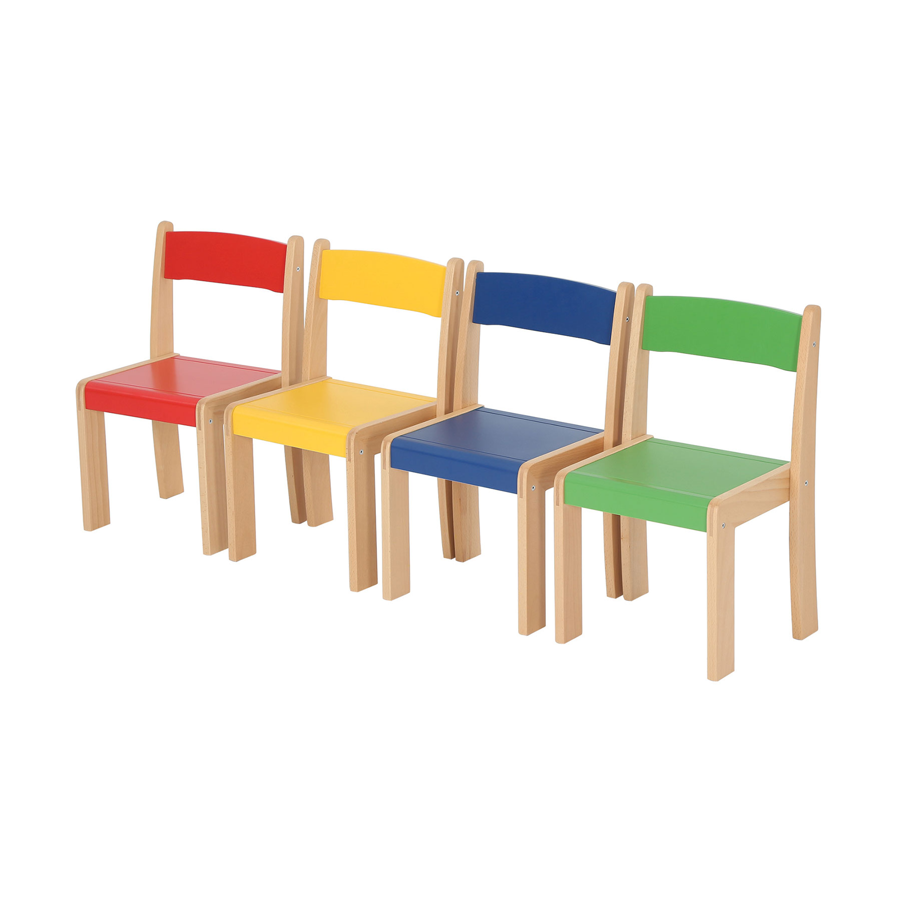 Children's Wooden Stacking Children's Chair - Mixed Colours (Pack of 4 ...