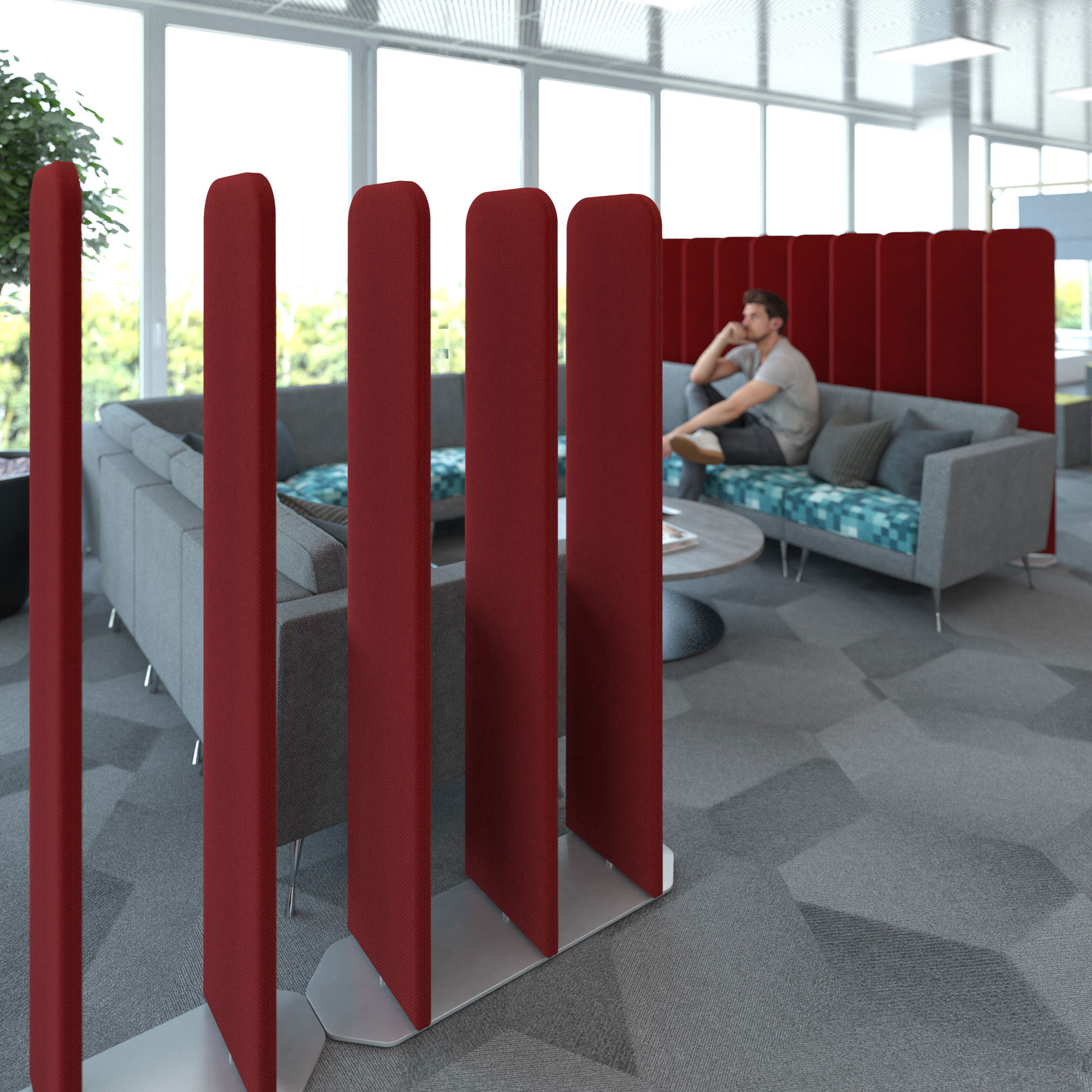 Piano Keys Acoustic Screen with Silver Base and 3 Rotating Panels ...