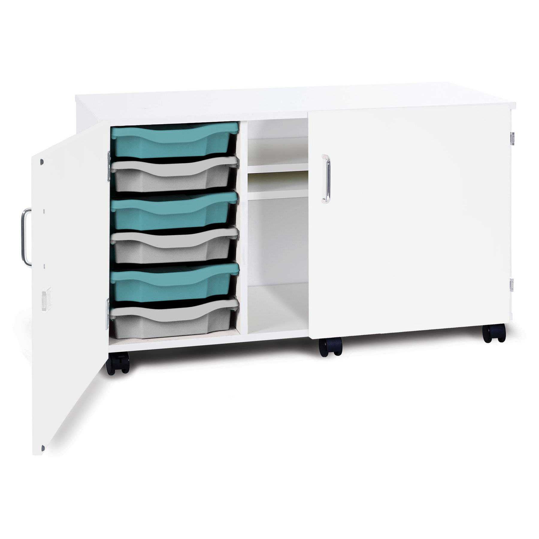 Monarch Premium™ 6 Single Tray, 2 Shelf Unit + Locking Doors (Mobile ...