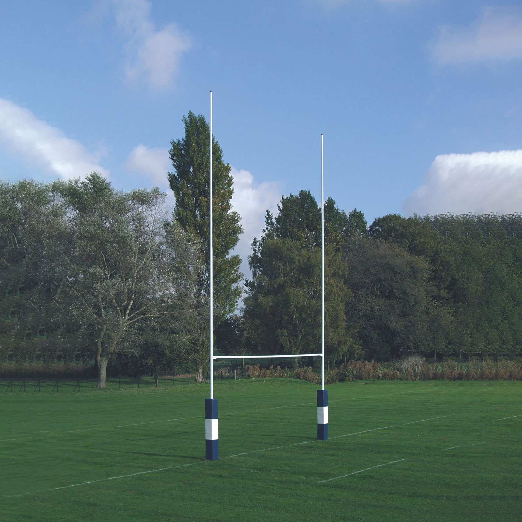 Harrod Steel Rugby Posts - Socketed, 9m Posts, 2 Piece | theClassroom.co