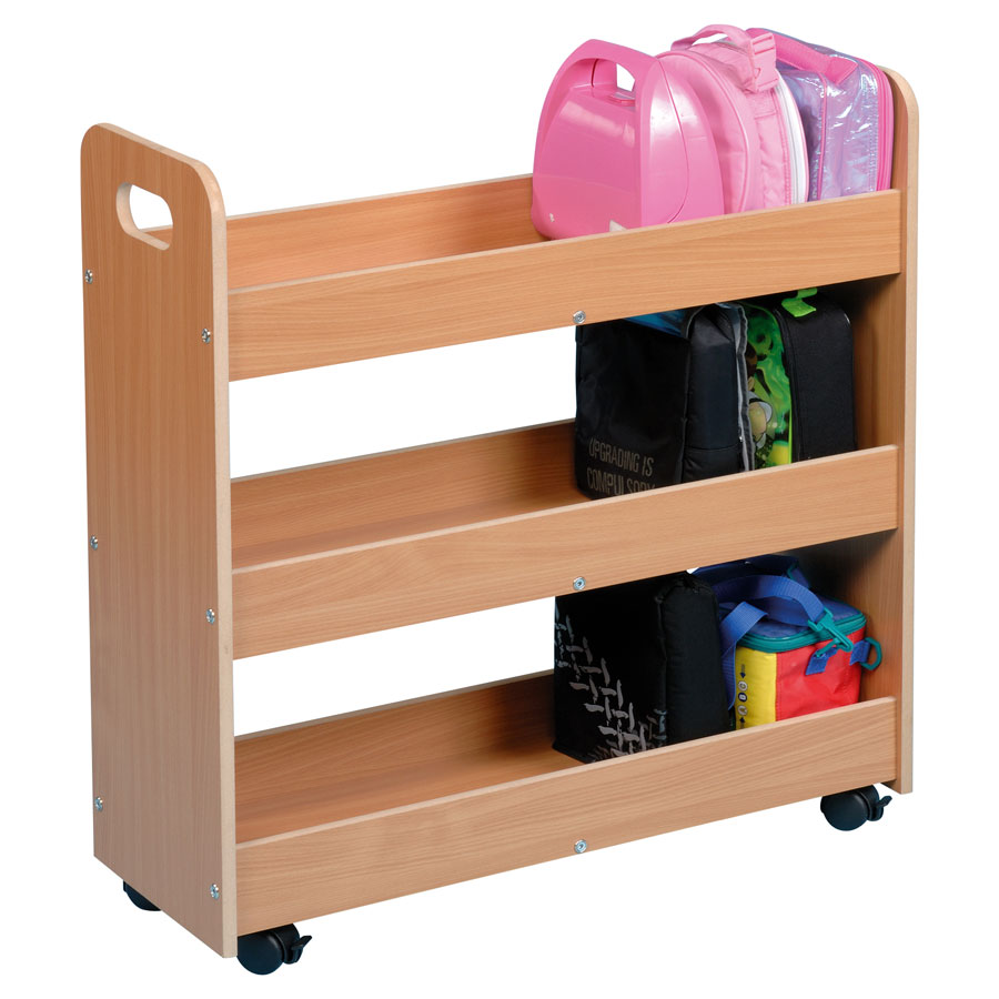 Wooden School Lunchbox Trolley