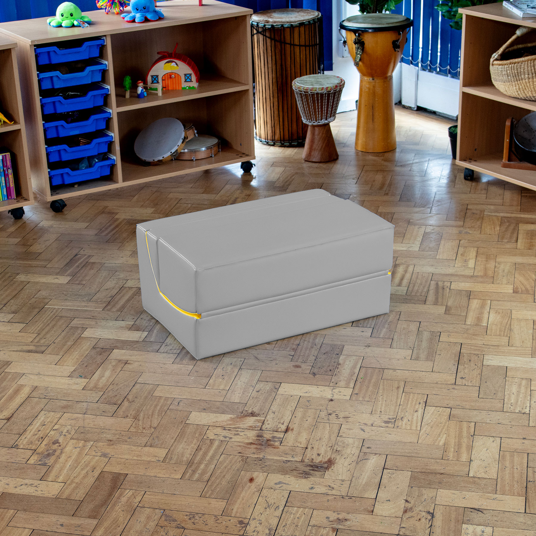 Folding Sensory Lounge Chair Double - Grey/Yellow | theClassroom.co