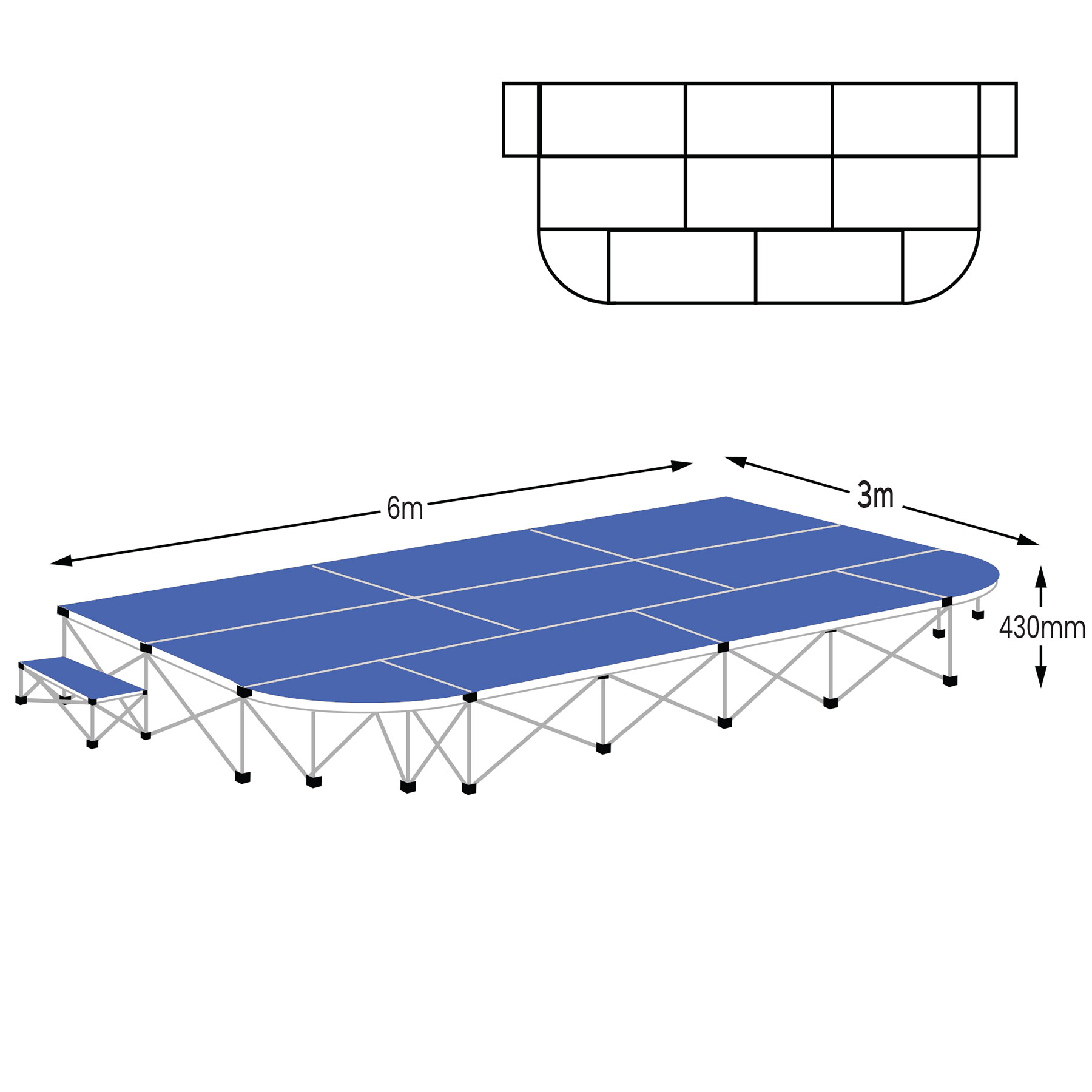 Gopak Ultralight Large 17.5m2 Apron Stage Package Carpeted ...