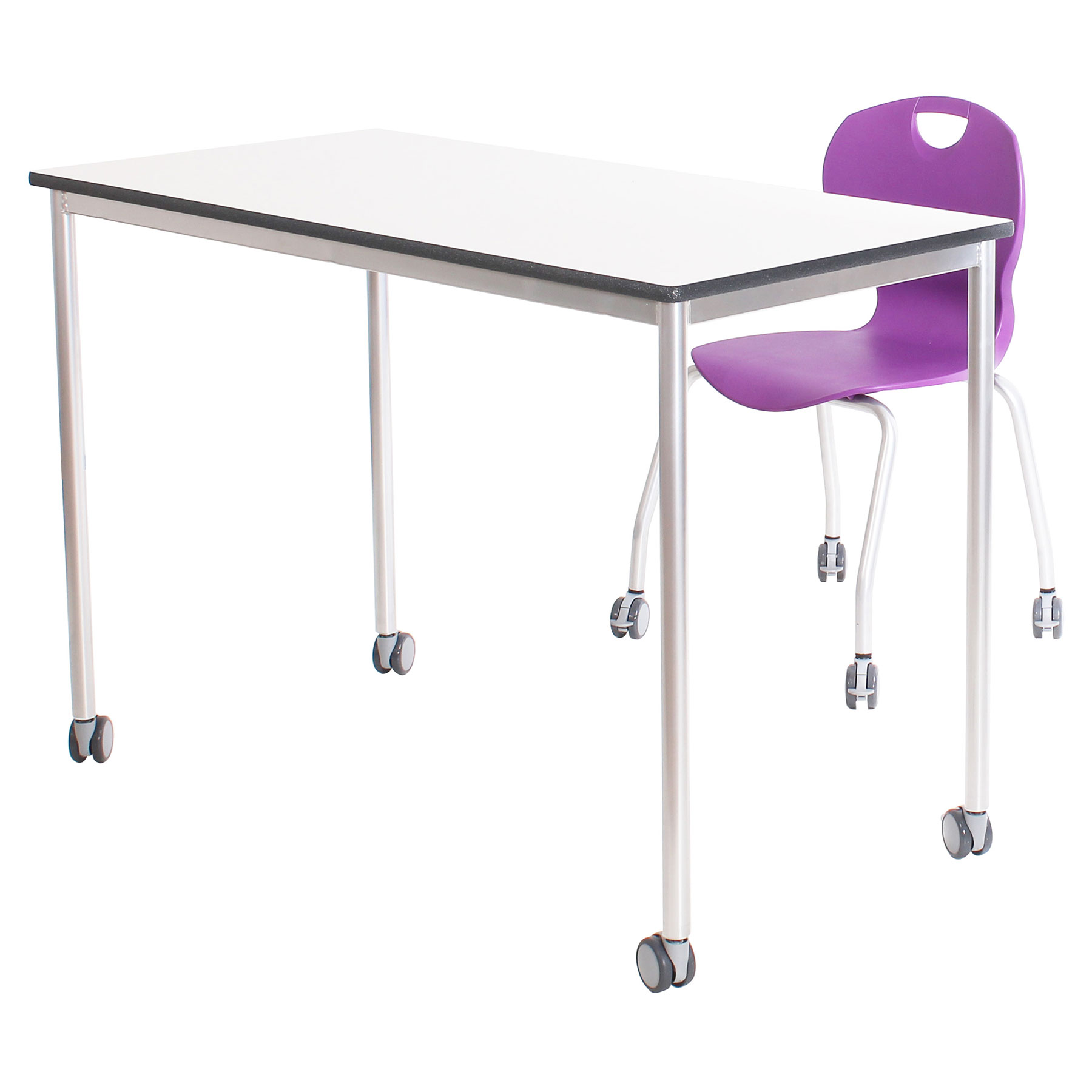 Advanced Premium Round Leg Rectangular School Table + Castors ...