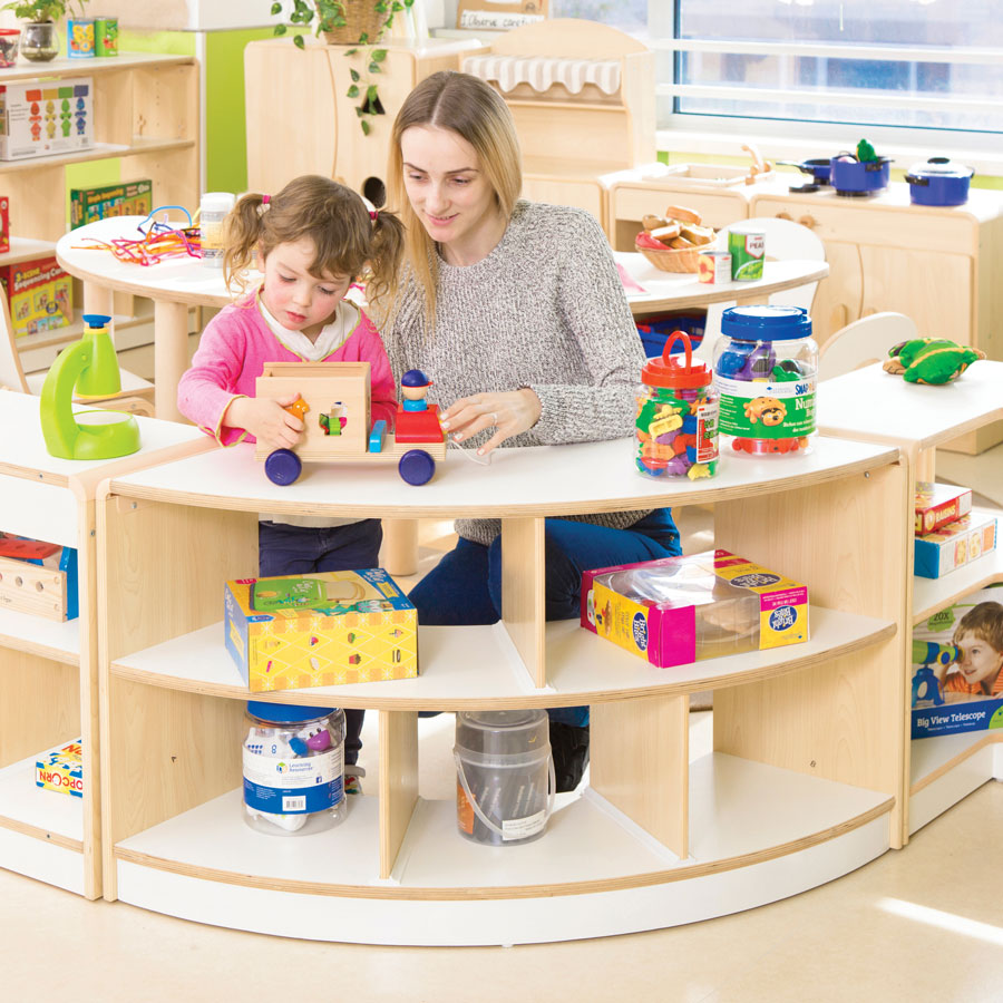 Alps Open Back 2 Shelf Curved Classroom Unit | theClassroom.co