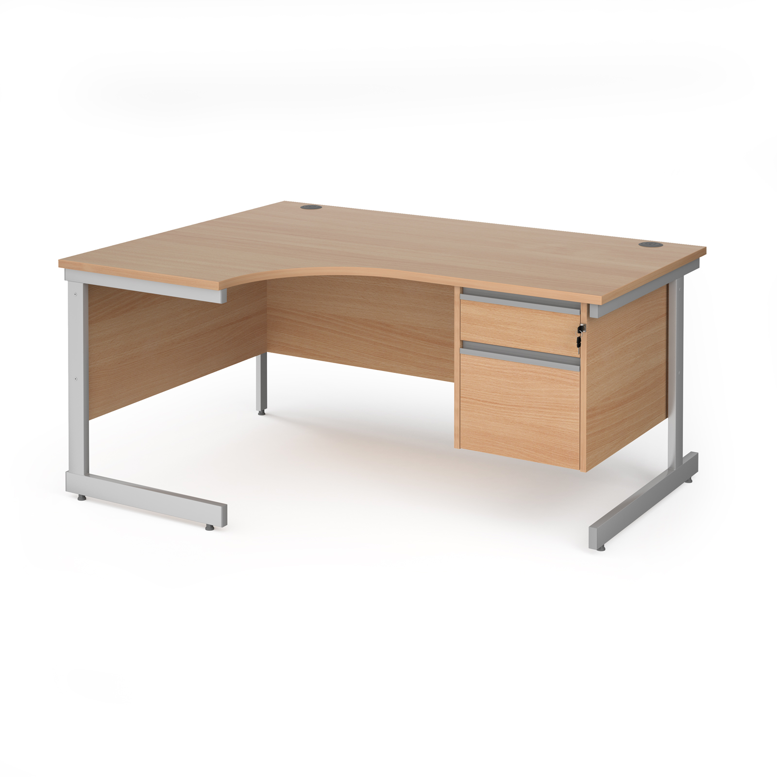 Contract 25 Canitlever Leg Left Hand Ergonomic Desk with 2 Drawer ...