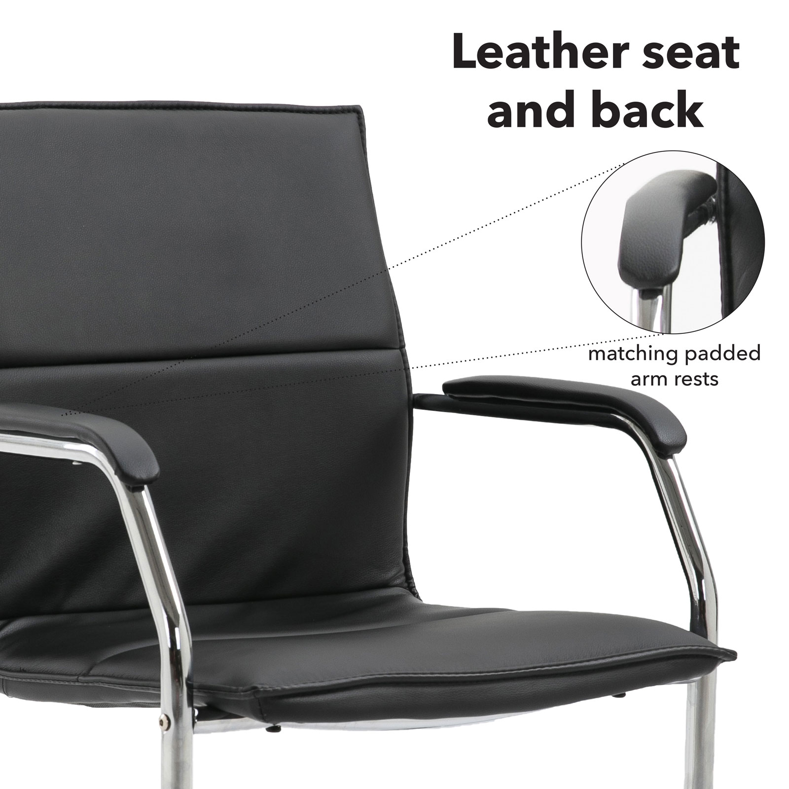 Essen Stackable Meeting Room Cantilever Chair - Black Faux Leather ...