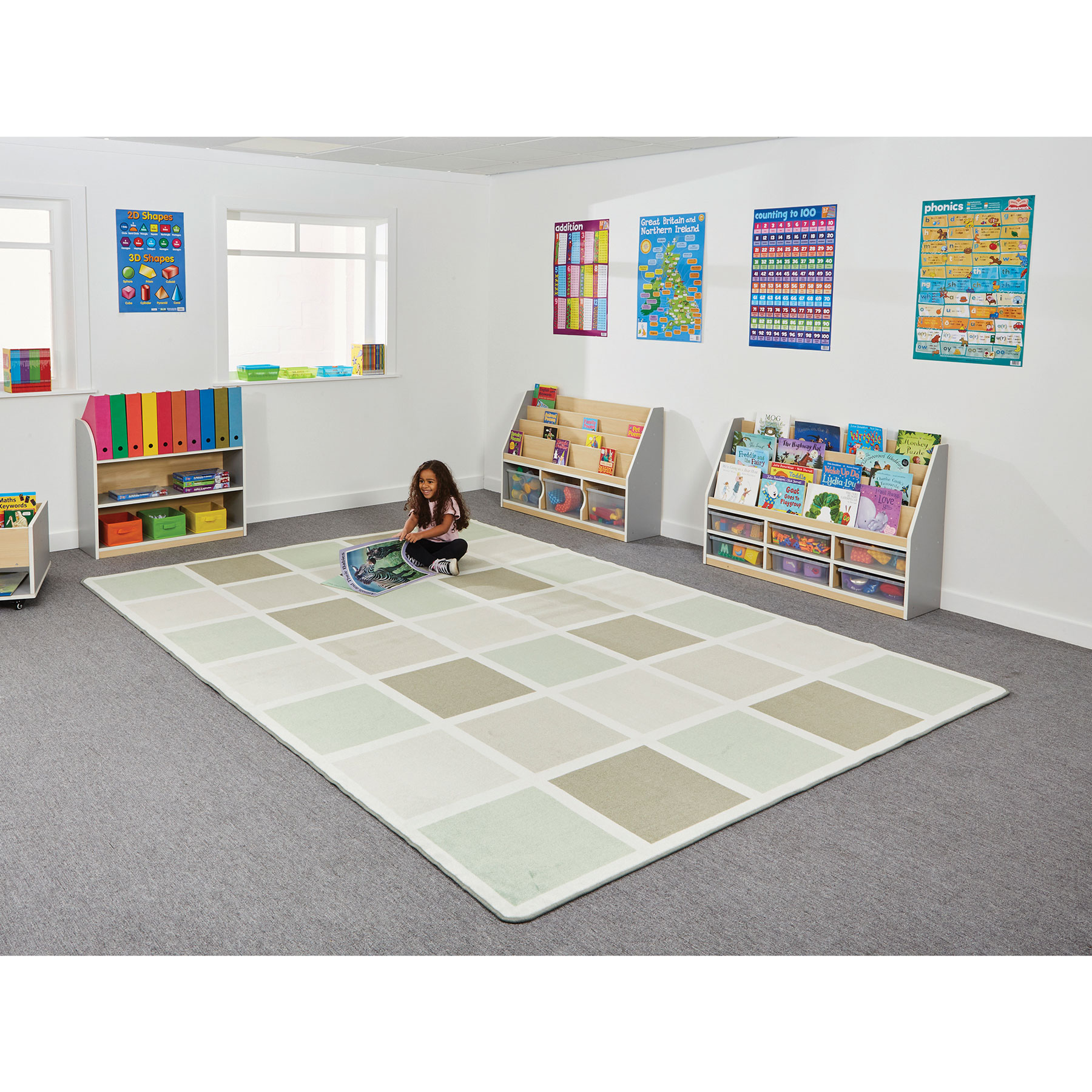 Neutral Squares Classroom Rug | theClassroom.co