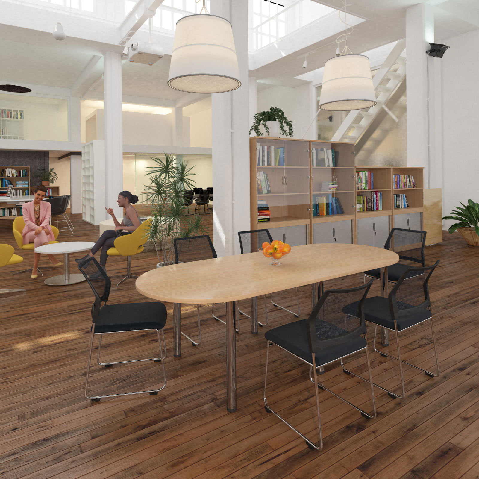 Radial End Meeting Table 2400mm x 1000mm with 6 Radial Legs ...