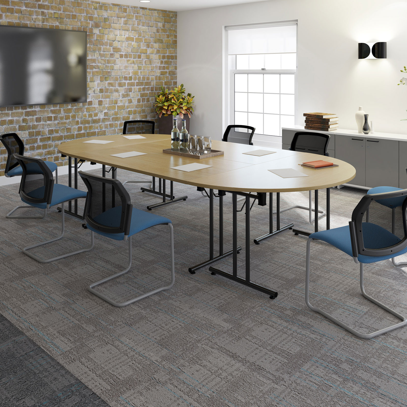 Rectangular Folding Leg Table with Straight Foot Rails | theClassroom.co