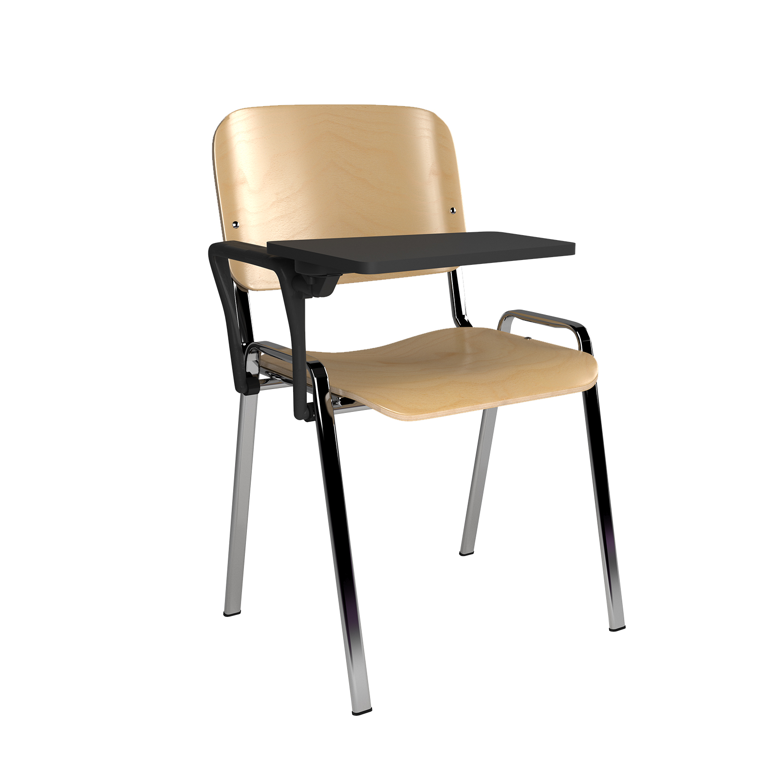 ISO Wooden Meeting Room Chair with Chrome Frame & Writing Tablet ...